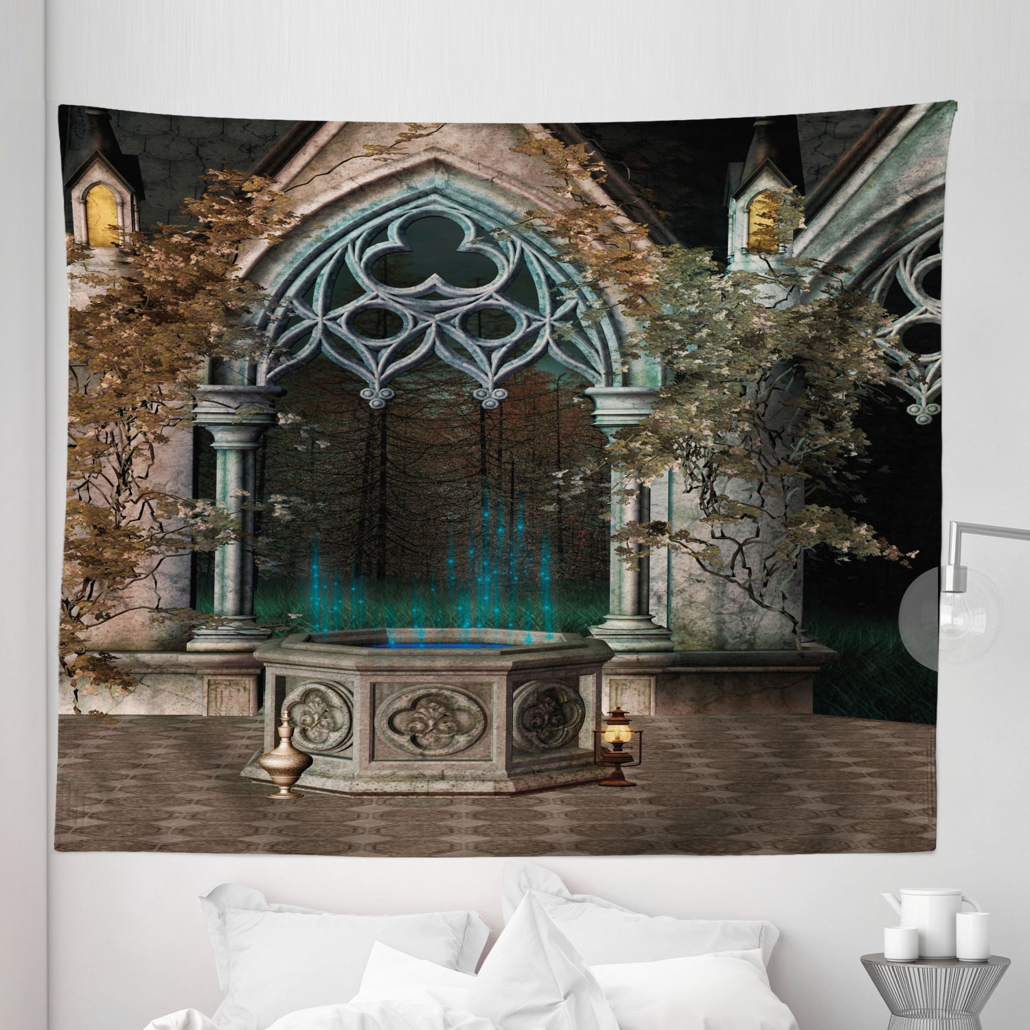 Gothic Tapestry, Patio with Enchanted Wishing Well Ivy on Antique ...