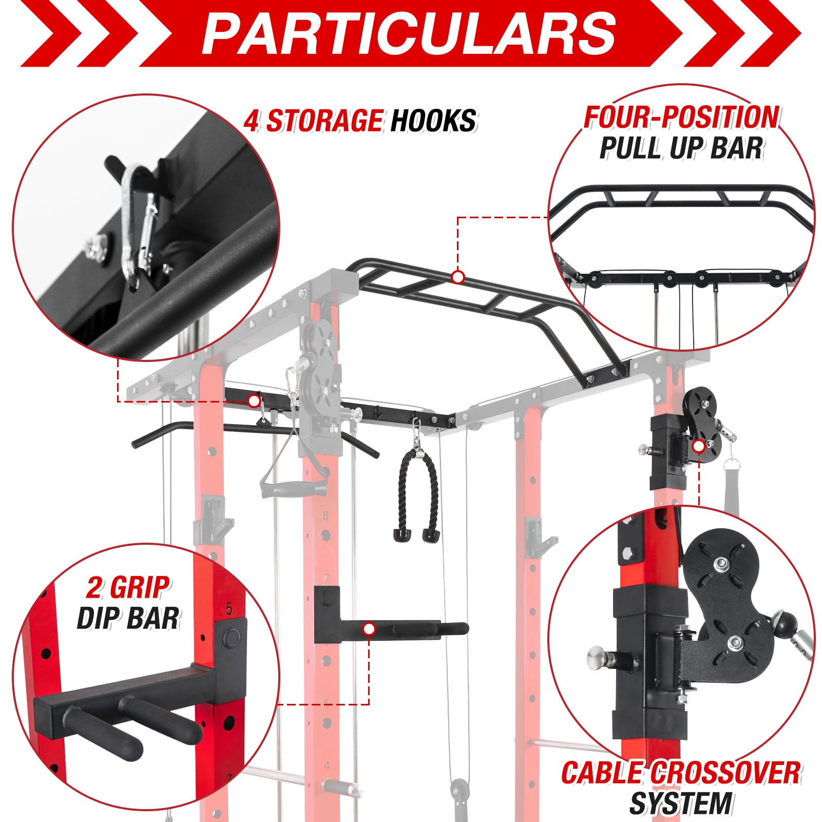 Buy ELEVTAB Power Rack Cage, 1500lbs Squat Rack with Cable Crossover ...
