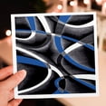 3drose, Eighties Medium Blue White Grey Line Curve Pattern on Black, 6 ...