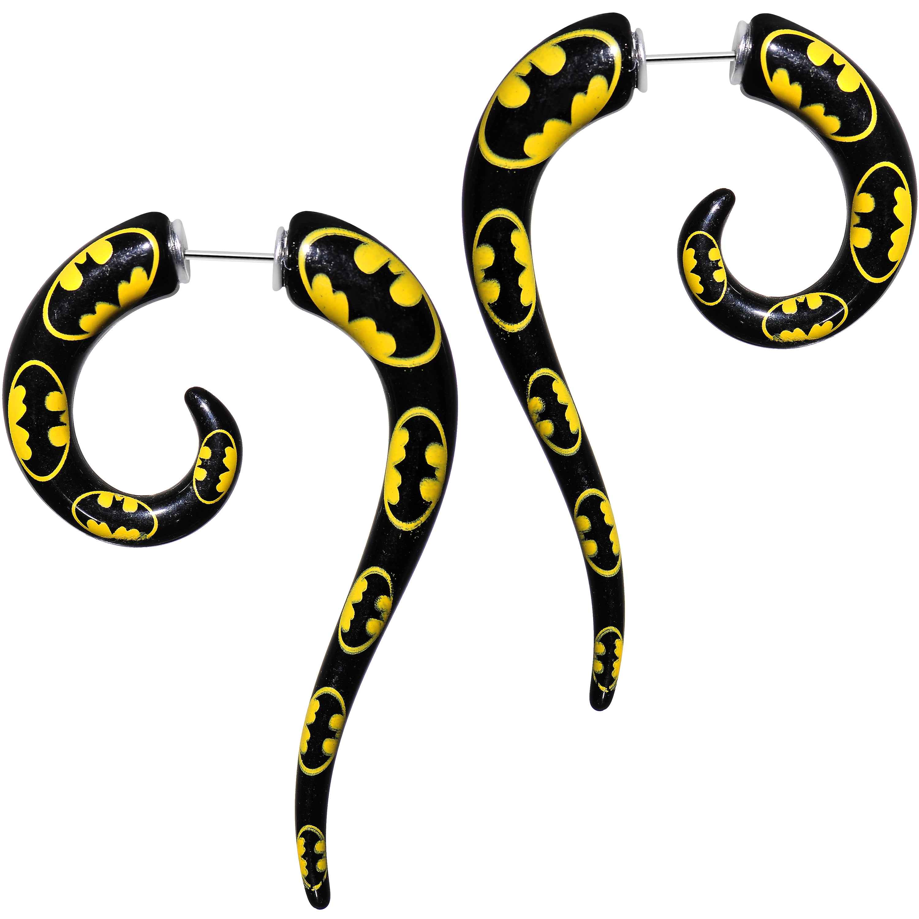 Black Acrylic Stainless Steel Licensed Batman Cheater Spiral Taper Set ...