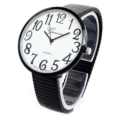 Women's Large Floral Print Watch with Navy Blue Roses, Easy-to-Read ...