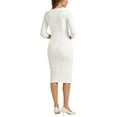 Allegra K Women's Elegant Boat Neck 3/4 Sleeves 2024 Wear to Work Midi ...