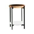 Round Accent Table with Marble Shelf Natural and Black - Walmart.com