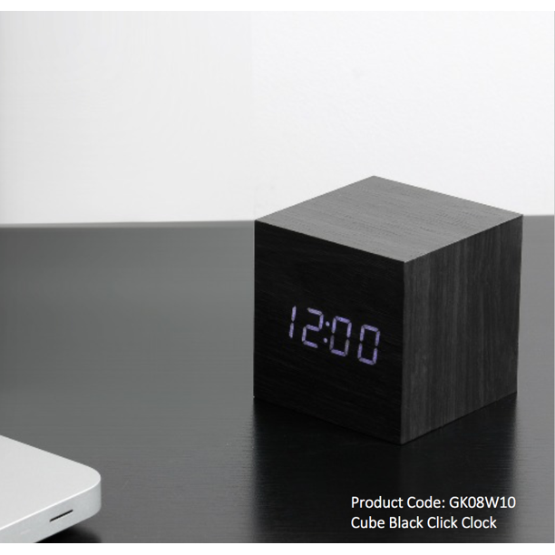 Gingko Cube Click Clock 3" x 3" Soft LED Display Time/Date/Temp ...