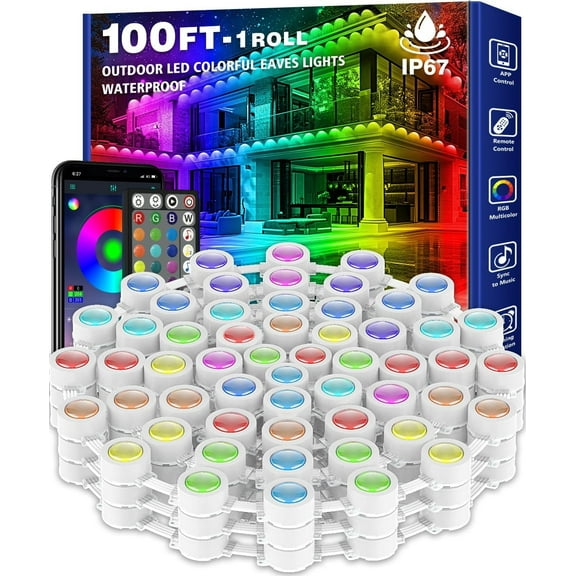 100ft Smart Outdoor RGB Permanent Eaves Lights - Walmart.com