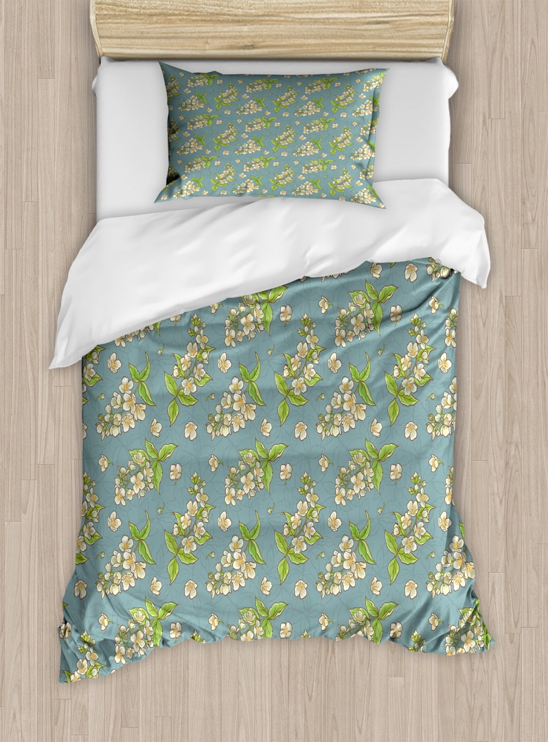 Jasmine Duvet Cover Set Twin Size, Bundle of Exotic Oriental Jasmine ...
