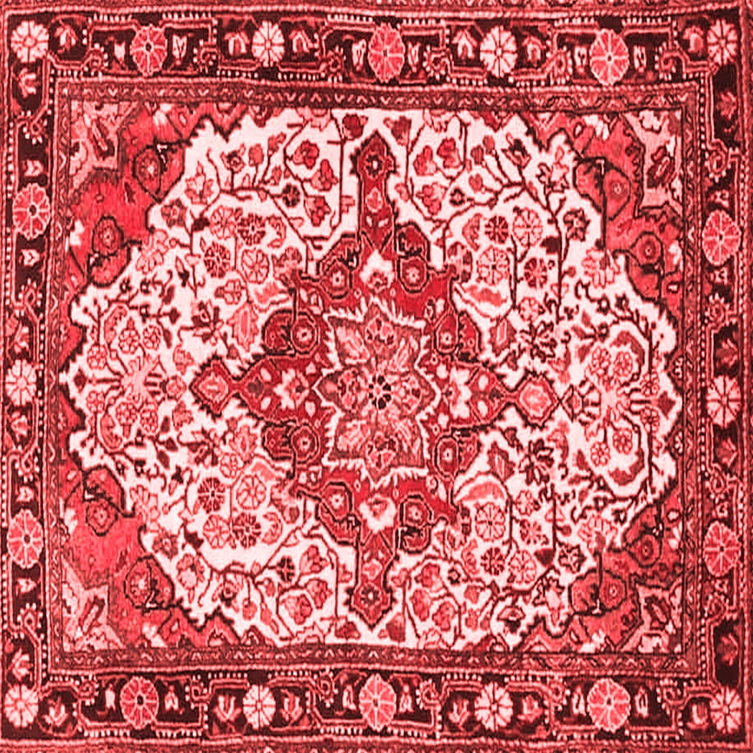 Ahgly Company Indoor Square Medallion Red Traditional Area Rugs, 4 ...