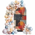 5FT Arch Backdrop Covers, Red Orange Black Geometric Wedding Arch Cover ...