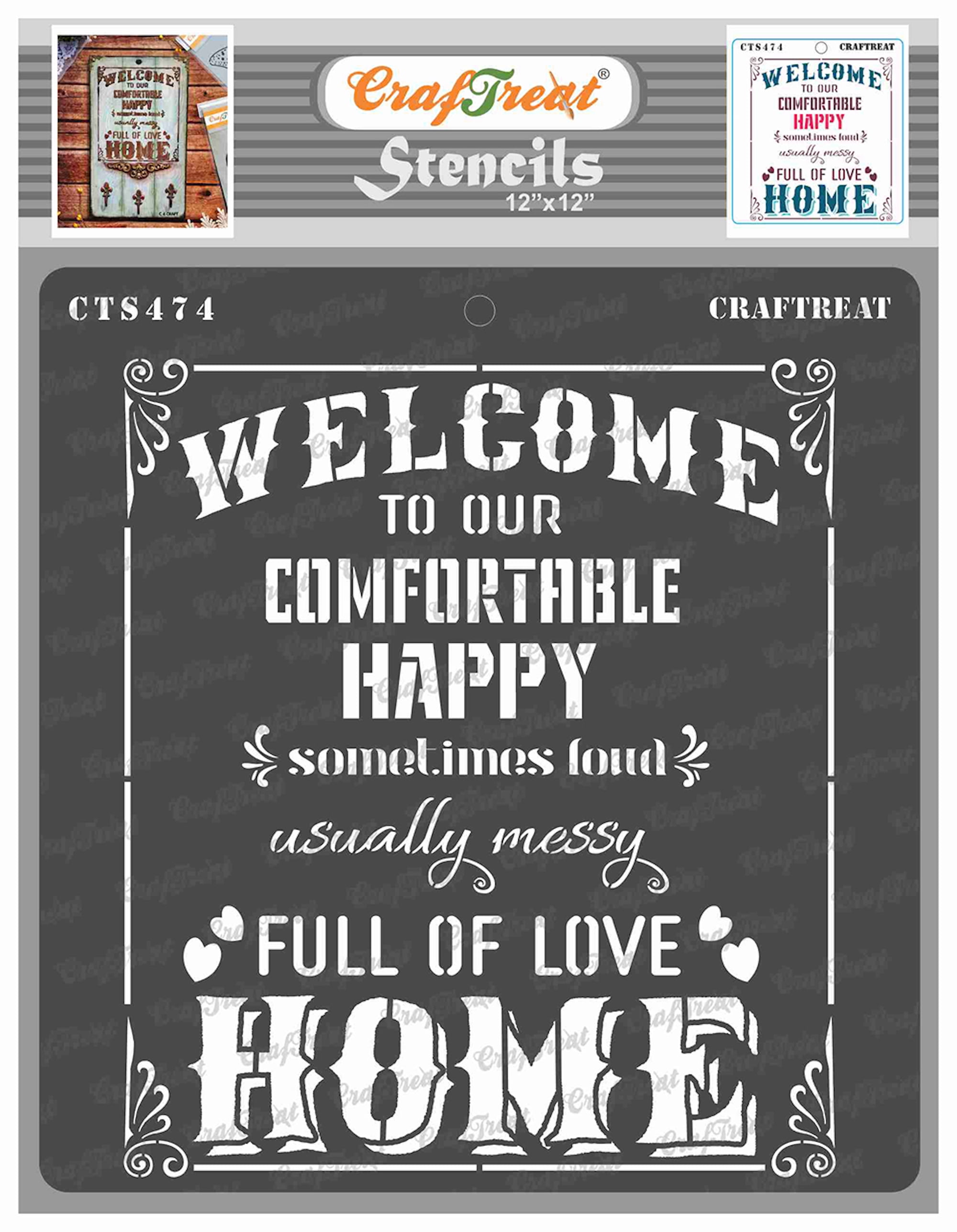 CrafTreat Welcome Home Stencil for Painting and Crafting - 12"x12 ...