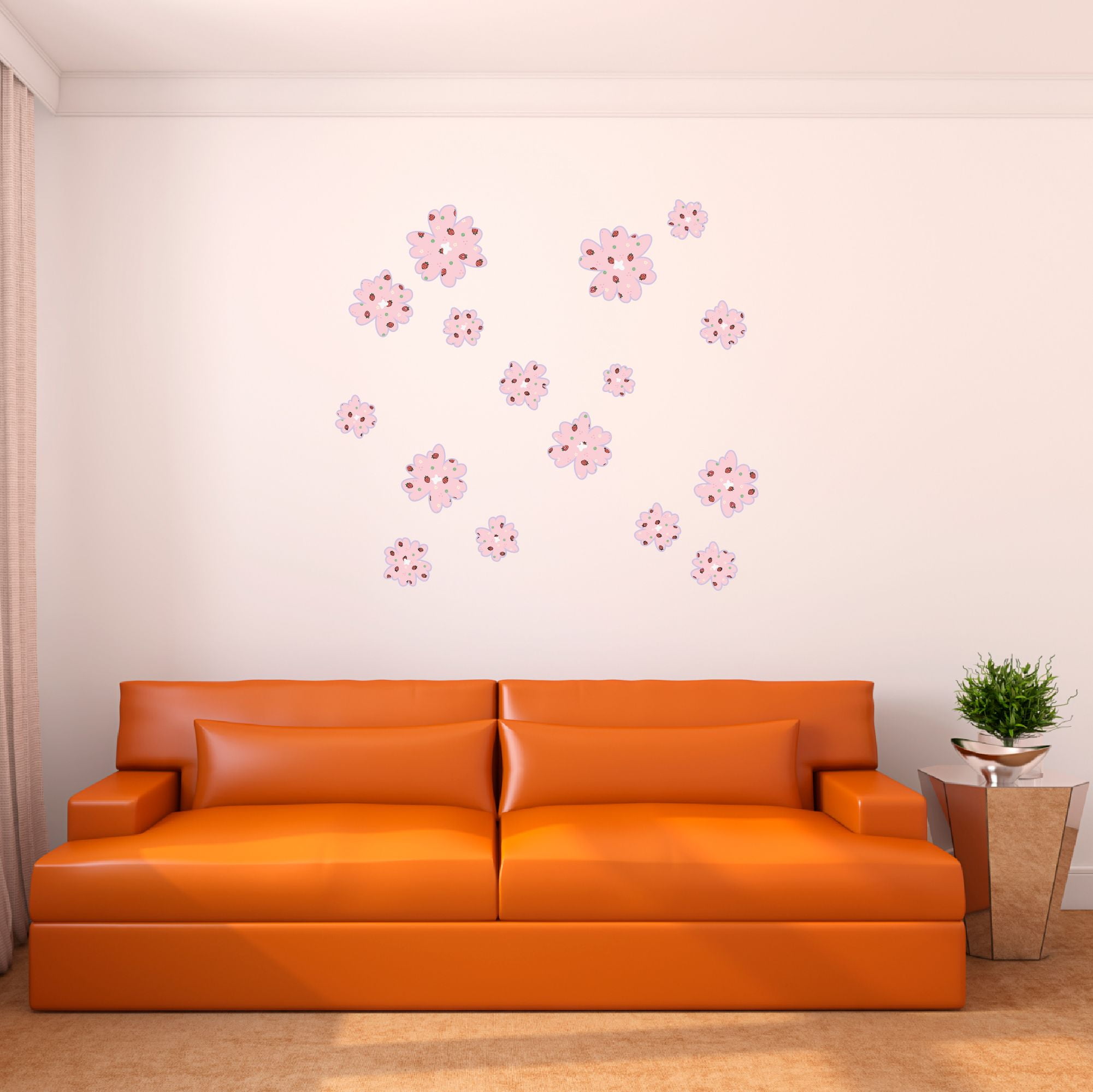 Danish Pastel Wall Decal Cute Pastel Cherry Blossom Flowers Seamless ...
