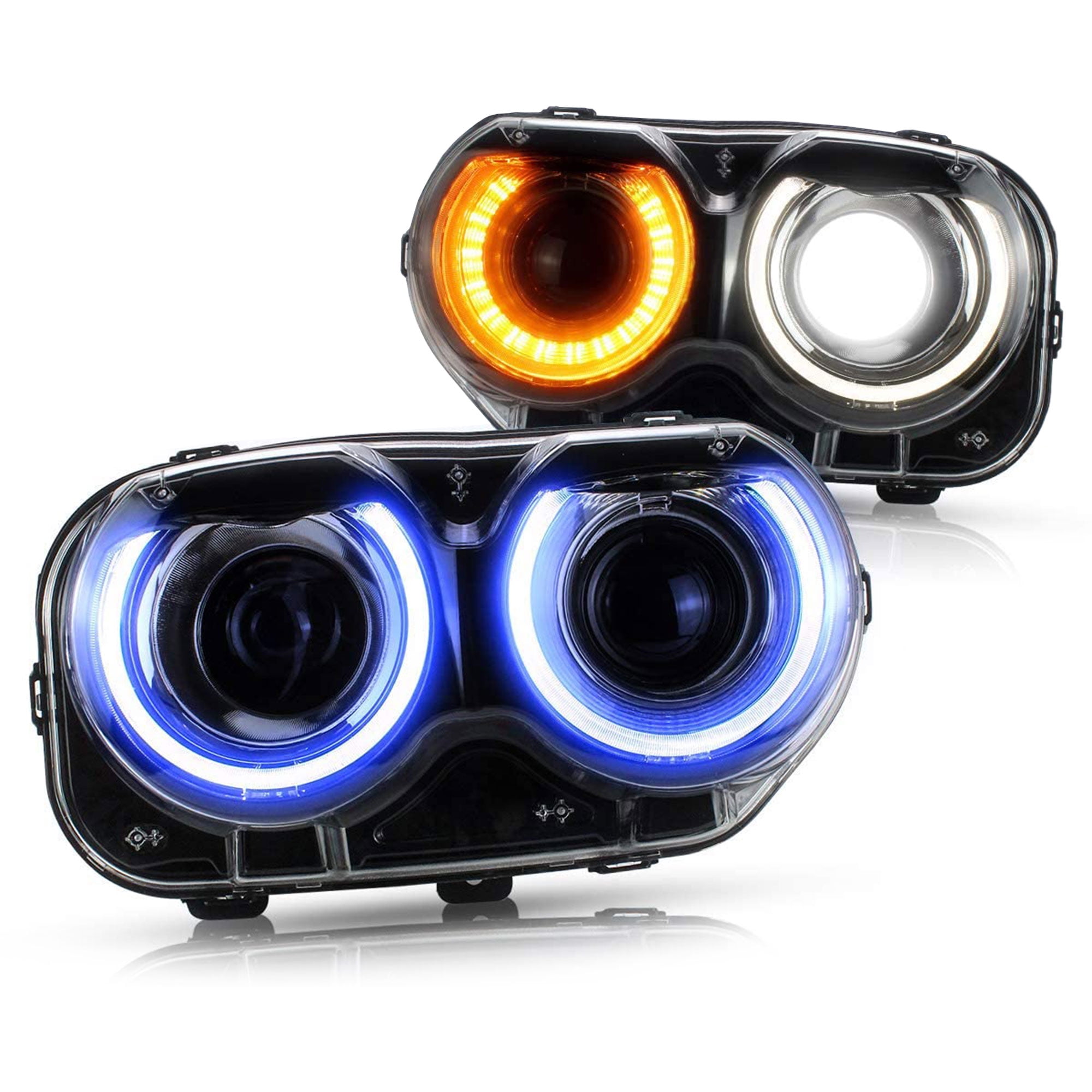 Vland RBG Dual Beam Projector Headlights for 2015-2019 Dodge Challenger ...