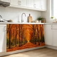 Autumn Fallen Leaves Cabinet Curtain, Golden Path Fall Trunks Rustic ...
