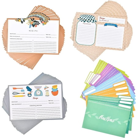 Lnrkai Recipe Cards 4x6 Double-Sided, Set of 80 Cute Blank Recipe cards ...