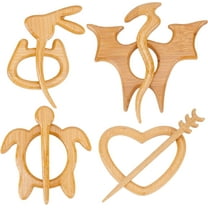 4 Styles Wooden Animal Shape Brooch Pin Handmade Wooden Brooch Knitting ...