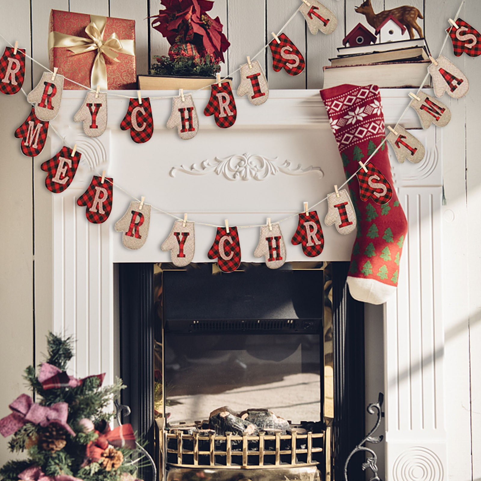 Fiudx Set de Banderines Navideños con Letras, Decoración Festiva Diy ...