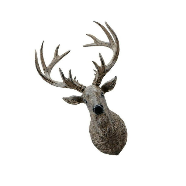 3D Deer Head Statue Wall Mounted Resin Animal for Antlers Stag Art ...