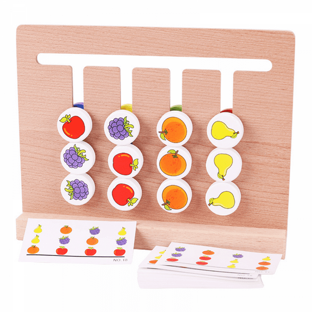 Montessori Learning Toys Slide Puzzle Color & Shape Matching Brain ...