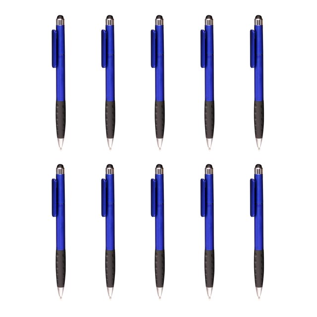 10 Twist Plastic Stylus Pens Pack - Ballpoint, Rubber Grip - Blue ...