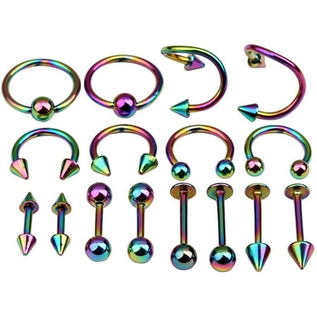Body Piercing Jewelry,16Pcs/Set Nose Ear Lip Belly Nipple Eyebrow ...