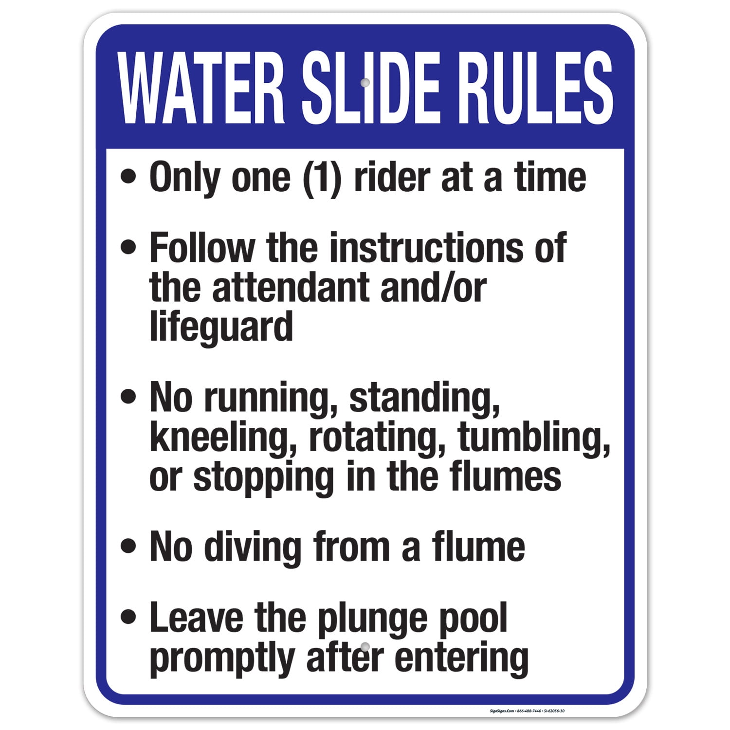 Indiana Water Slide Rules Sign, Complies With State Of Indiana Pool ...