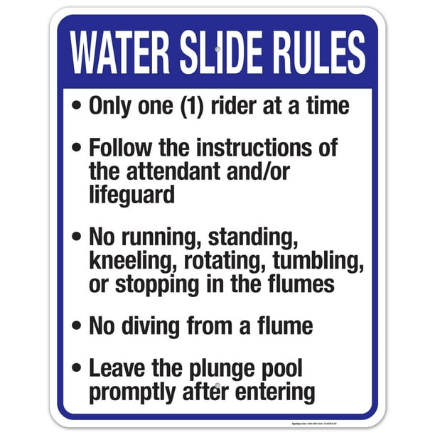 Indiana Water Slide Rules Sign, Complies With State Of Indiana Pool ...