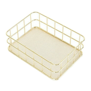 Storage Basket Metal Wire Mesh Organizer Desktop Cosmetics Sundry ...