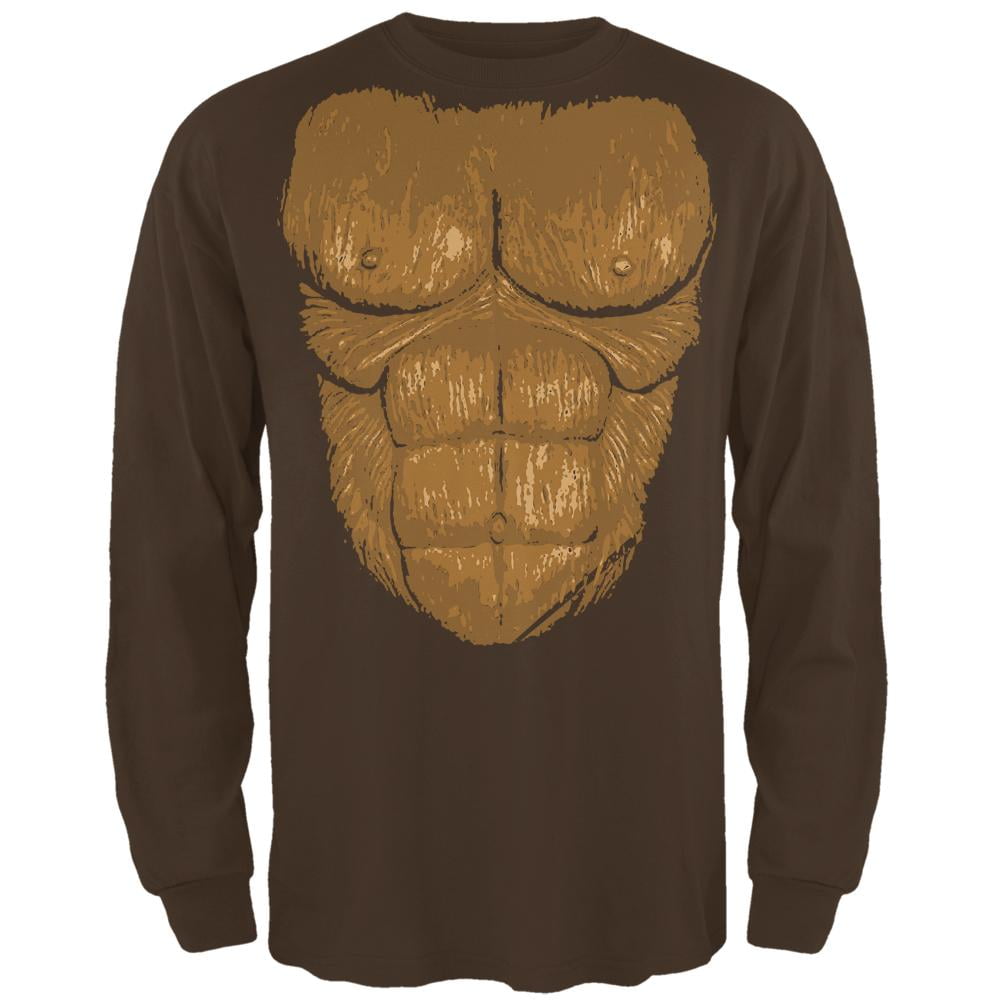 Halloween Sasquatch Bigfoot Costume Mens Long Sleeve T Shirt Brown X-LG ...
