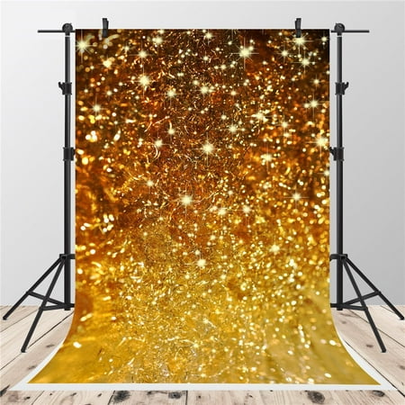 XDDJA Polyester Fabric 5x7ft Gold Photography Backdrops Golden Ribbon ...
