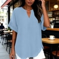 Aezemi Women Tunic V Neck Shirt, Casual Soft Elbow-Length Short Sleeve ...