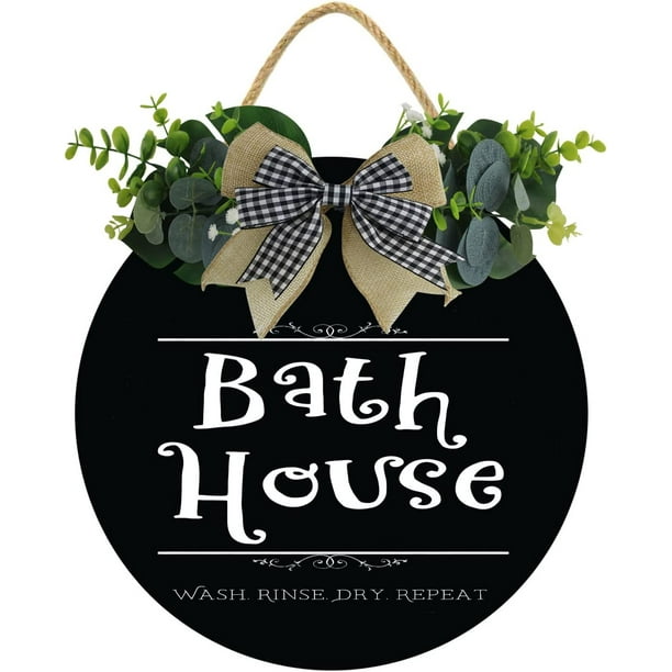 Eveokoki 12" Bath House Sign, Bathhouse Sign,Bathroom Wall Decoration ...