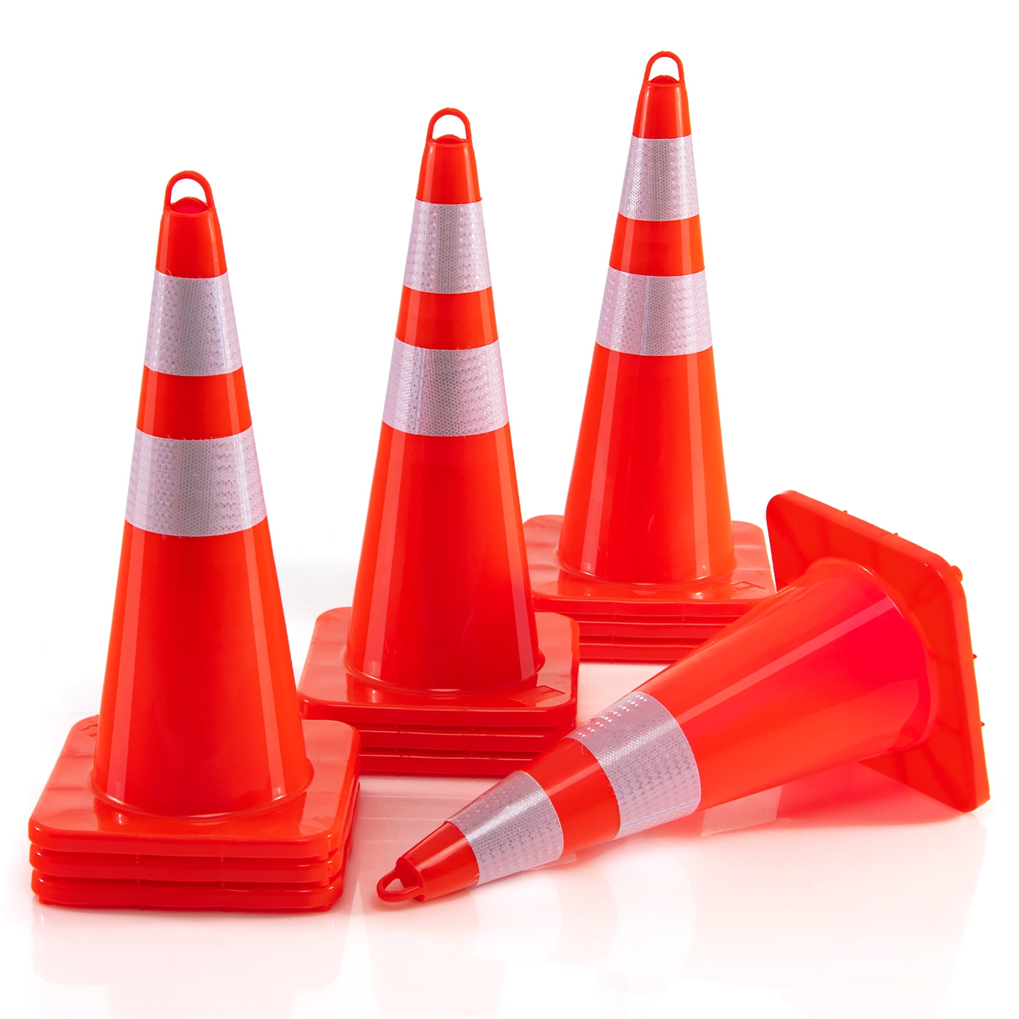 Costway 10 Pack Traffic Safety Cones 28''PVC Orange Cones W/ Reflective ...