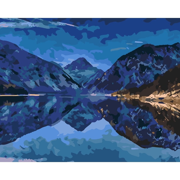 DIY Oil Painting Mountain Watercourse Water Azure Natural landscape Ice ...