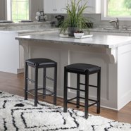 Linon Rae Backless Wood Counter Stool, 24" Seat Height, Walnut Finish ...
