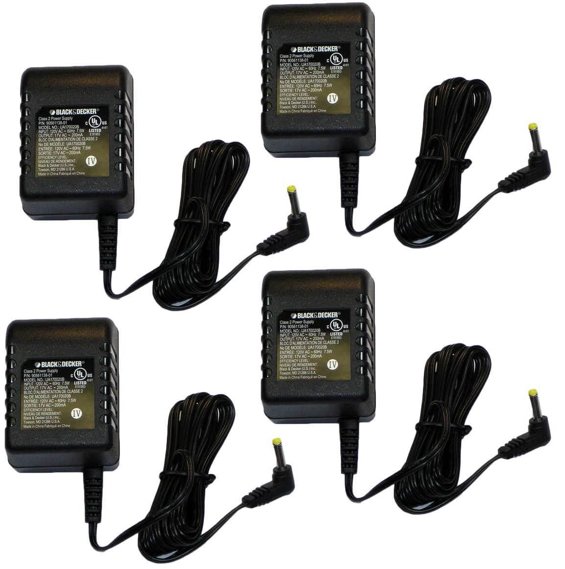 Black and Decker 4 Pack Of Genuine OEM Replacement Chargers # 90561138 ...