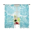 Aqua Blue Palm Leaves Sheer Curtains for Living Room Bedroom, Tropical ...
