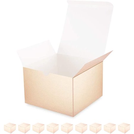 Paper Gift Boxes 6x6x4 Inches Gift Boxes with Lids 10 Champagne Gold ...