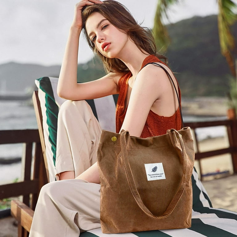 Ayieyill Corduroy Tote Bag Large For Women Girl Lady Canvas