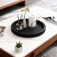 12 Inch Round Wood Grain Tray, Black Decorative Centerpiece Tray, MDF ...