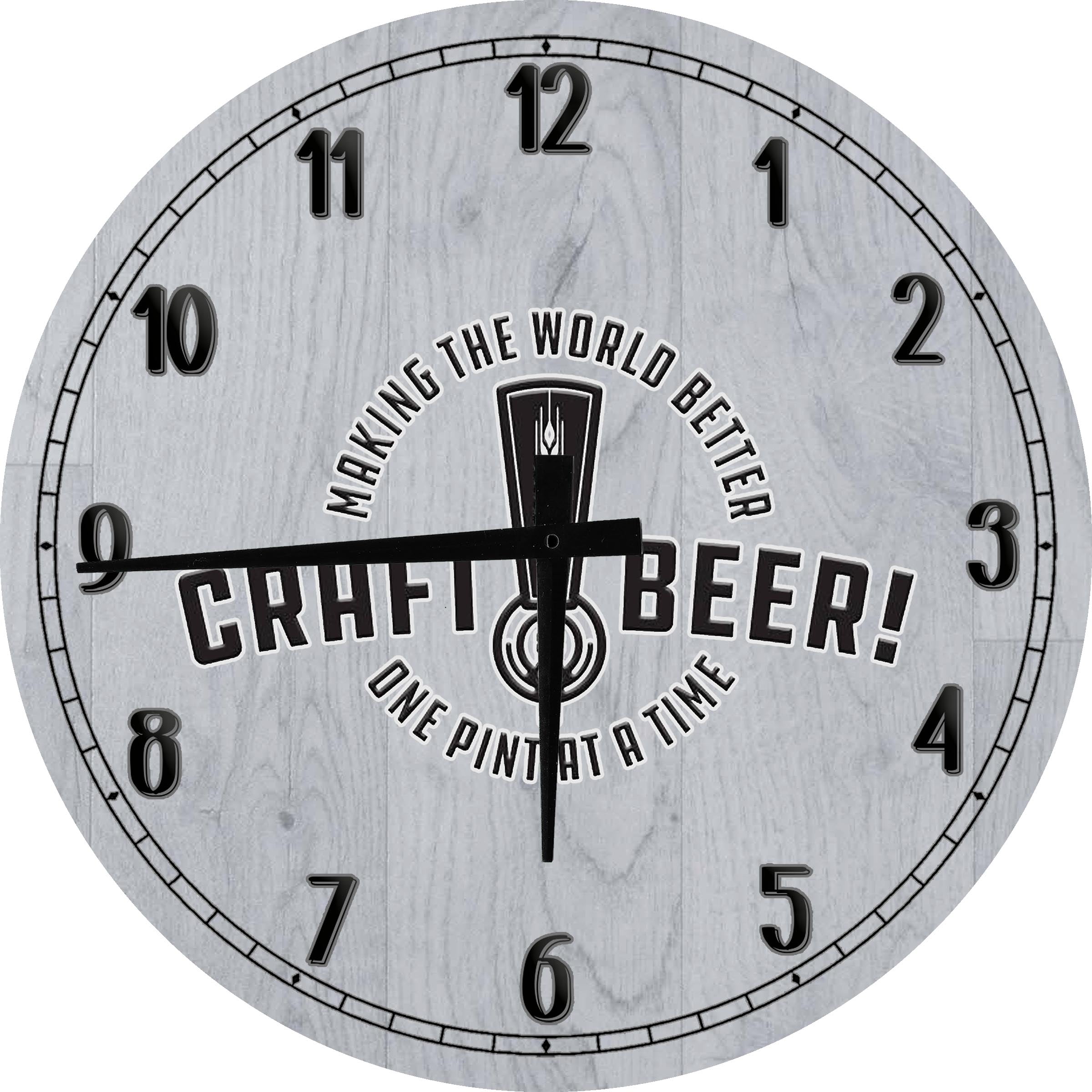 Large Wood Wall Clock 24 Inch Round Beer Wall Art Craft Beer Pint ...