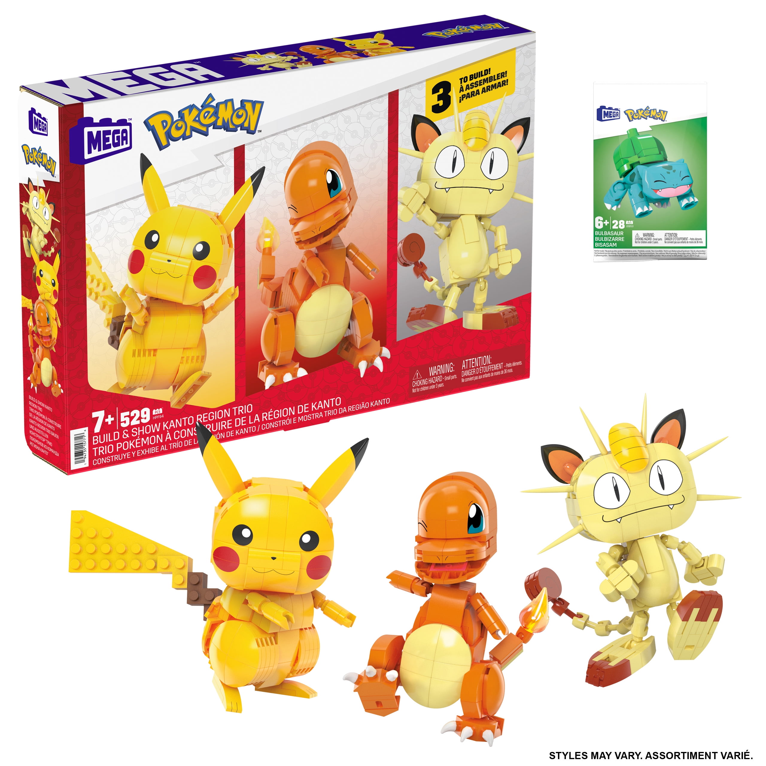 MEGA Pokémon Bundle - Kanto Region Trio Building Kit with 3 Action ...