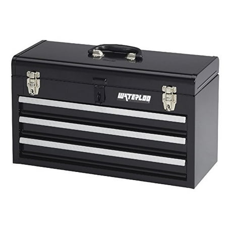 Waterloo Portable Series 3-Drawer Metal Tool Chest, Black Finish, 8.5"D ...