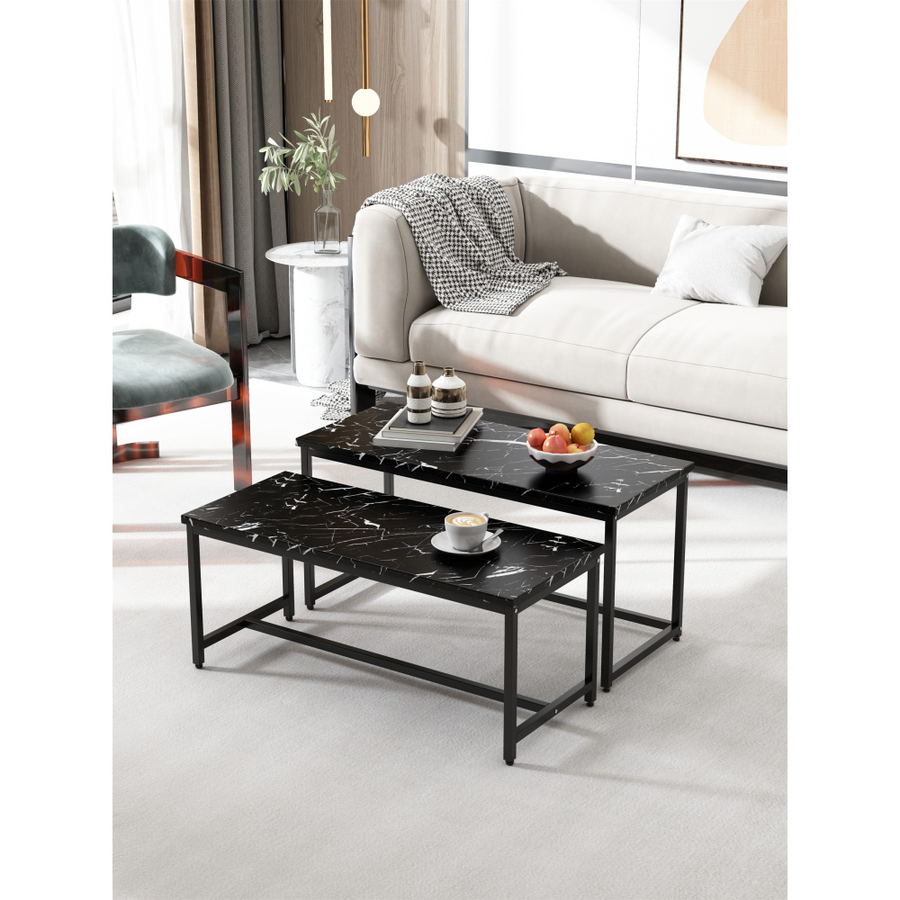 CCBUY Rectangle Nesting Coffee Table and End Table Set Contemporary 2 ...