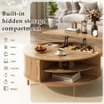 Acacia Wood Minimalist round lift-top coffee table with hidden storage ...