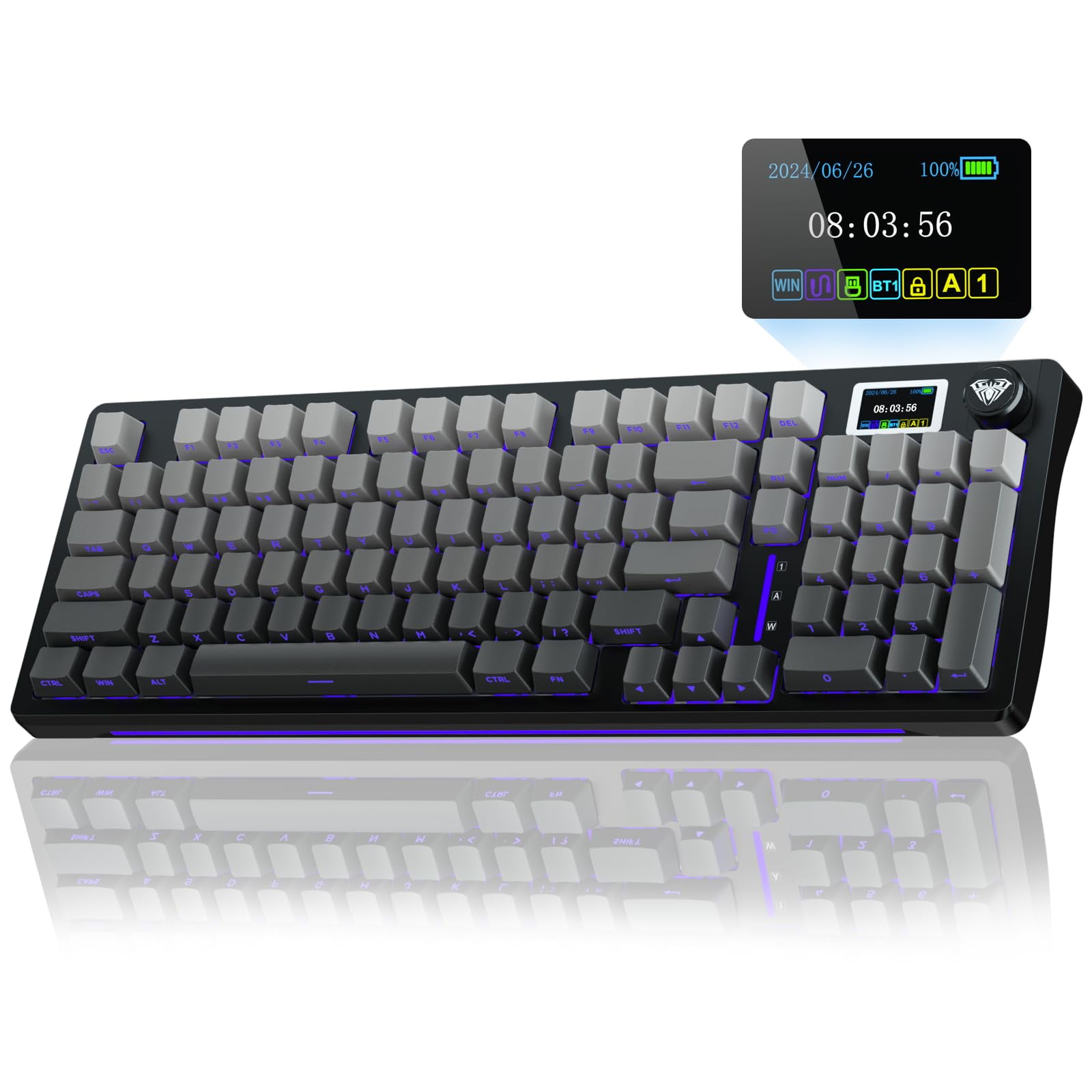 AULA S98 Pro Wireless Mechanical Keyboard with Screen & Knob,2.4GHz/USB ...