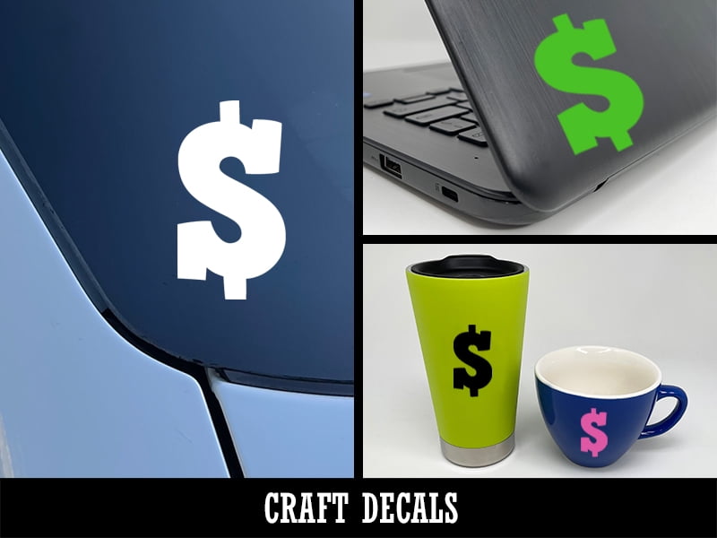 Dollar Sign Money Symbol Craft Vinyl Indoor Outdoor Decal Sticker - Tan ...