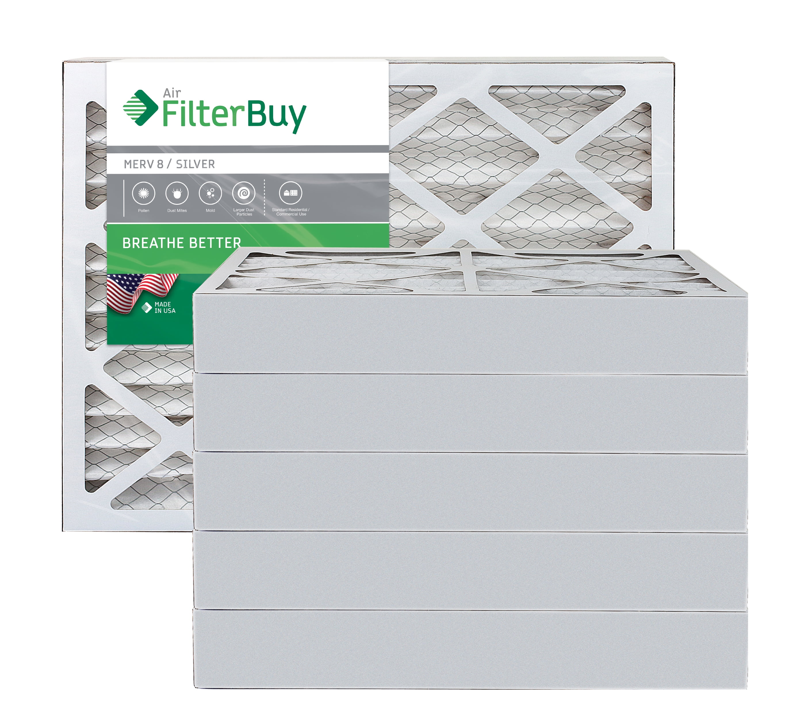 FilterBuy 16x20x4 MERV 8 Pleated AC Furnace Air Filter, (Pack of 6 ...
