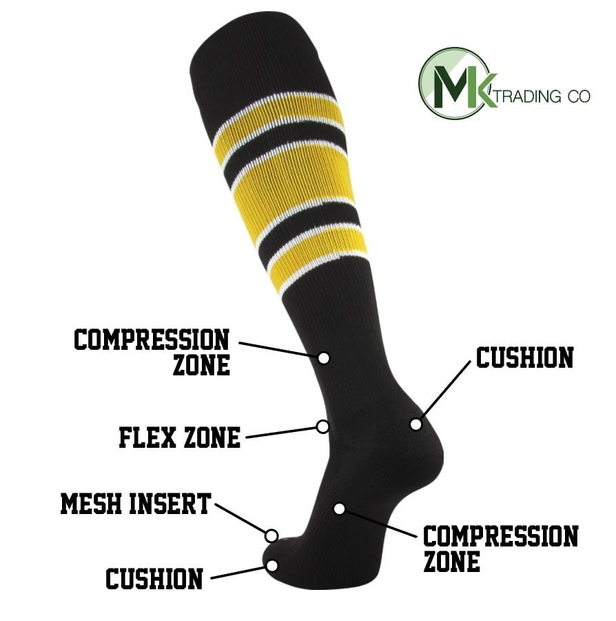 TCK Sports Elite Knee High Striped Socks (X) Black White Gold - Walmart.com