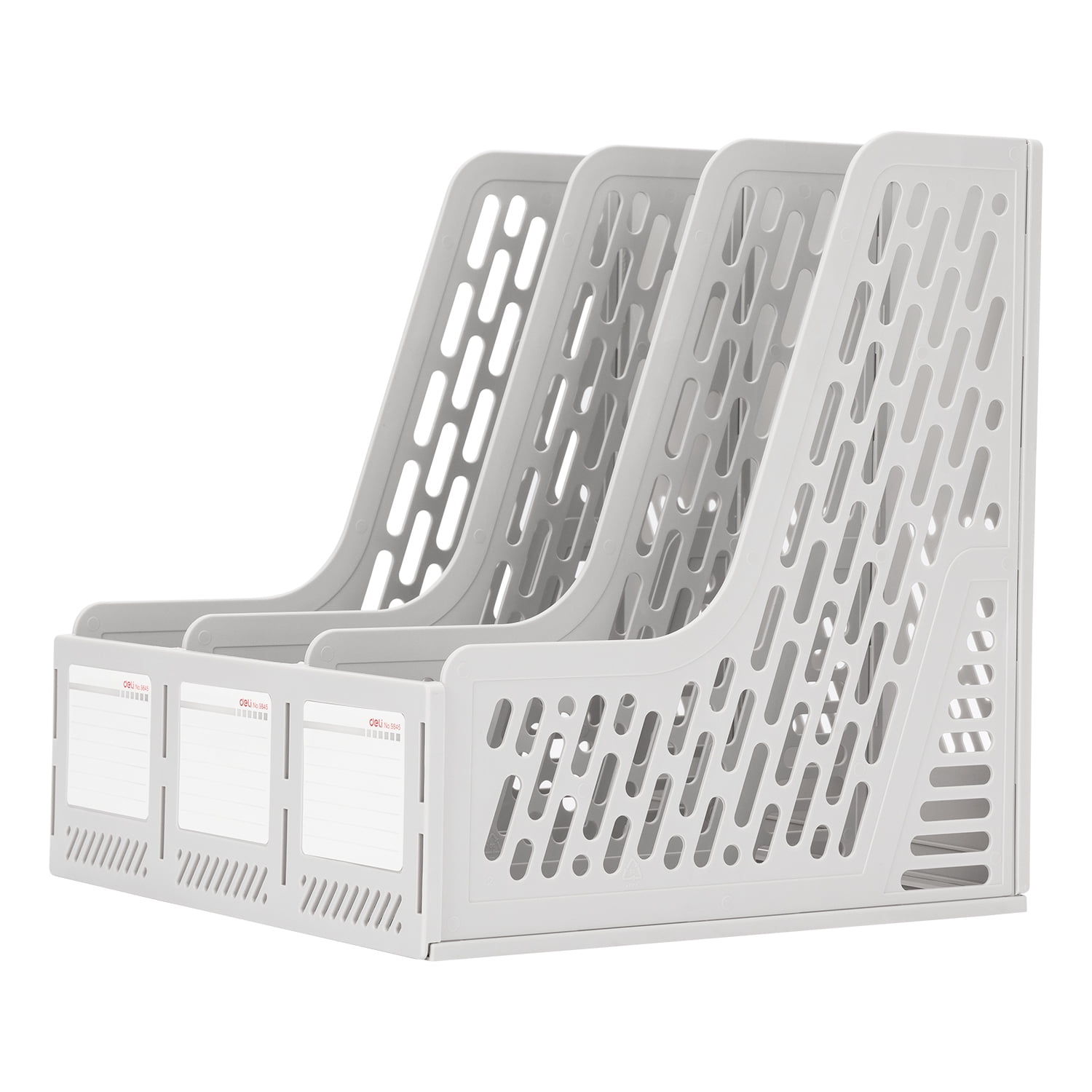 Deli Magazine File Book Holder, 3 Compartments, Plastic, Gray - Walmart ...