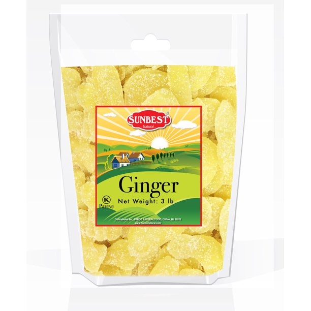 Sunbest Dried Crystallized Ginger Slices 3 Lb in Resealable Bag (48 Oz ...
