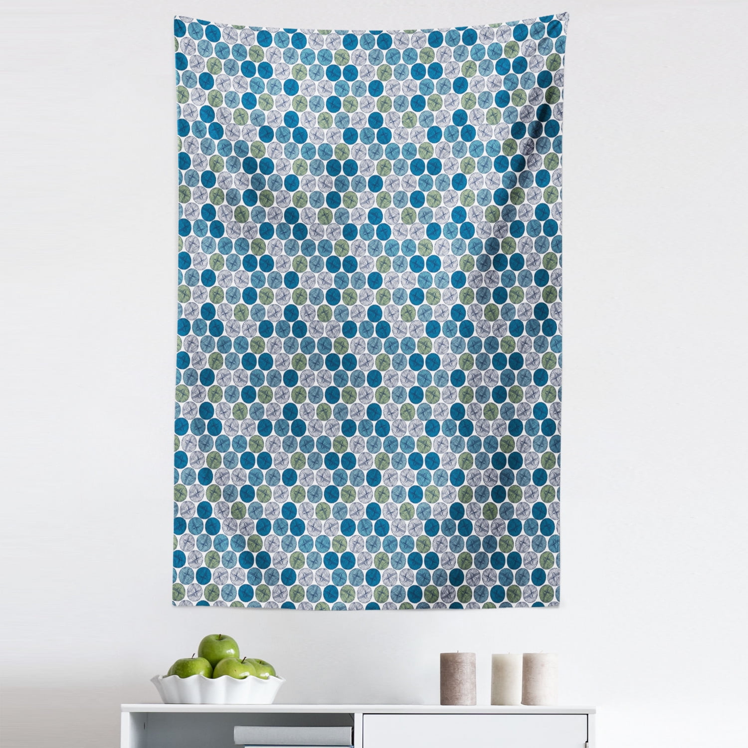 Hobby Tapestry, Knitting Themed Pattern with Doodle Drawn Balls of Yarn ...